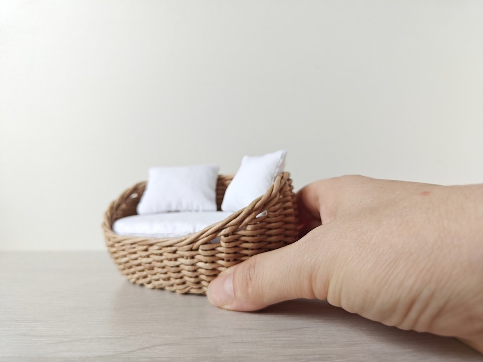 1:12 dollhouse miniature furniture set round wicker chairs, sofa ...