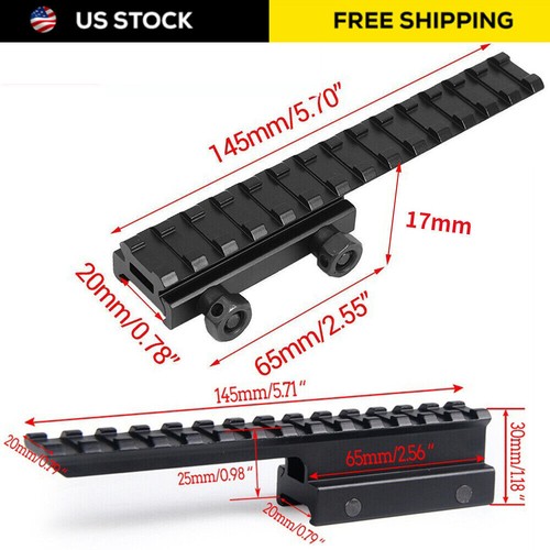 20mm Picatinny Rail Scope Extension Riser Mount Base Adapter Converter ...