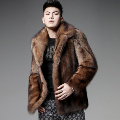 Winter Mink Coat Men's Mink Fishing Mink Fur Collar Plus Thick Warm Fur ...