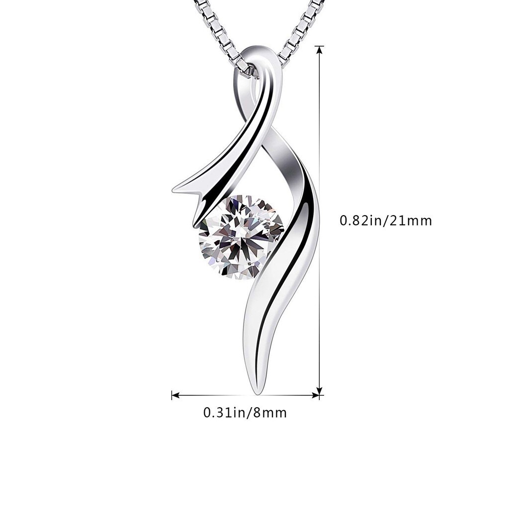 Women Elegant 925 Silver Necklace Pendant Cubic Zircon Wedding Chain Jewelry New