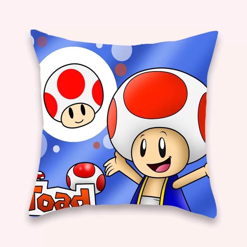 TOAD SUPER MARIO Cushion Cover 45 X 45cm RETRO game pillow NEW kids ...
