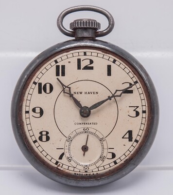 1930s New Haven Clo. Co. Compensated "Dollar" Pocket Watch - **Read ...