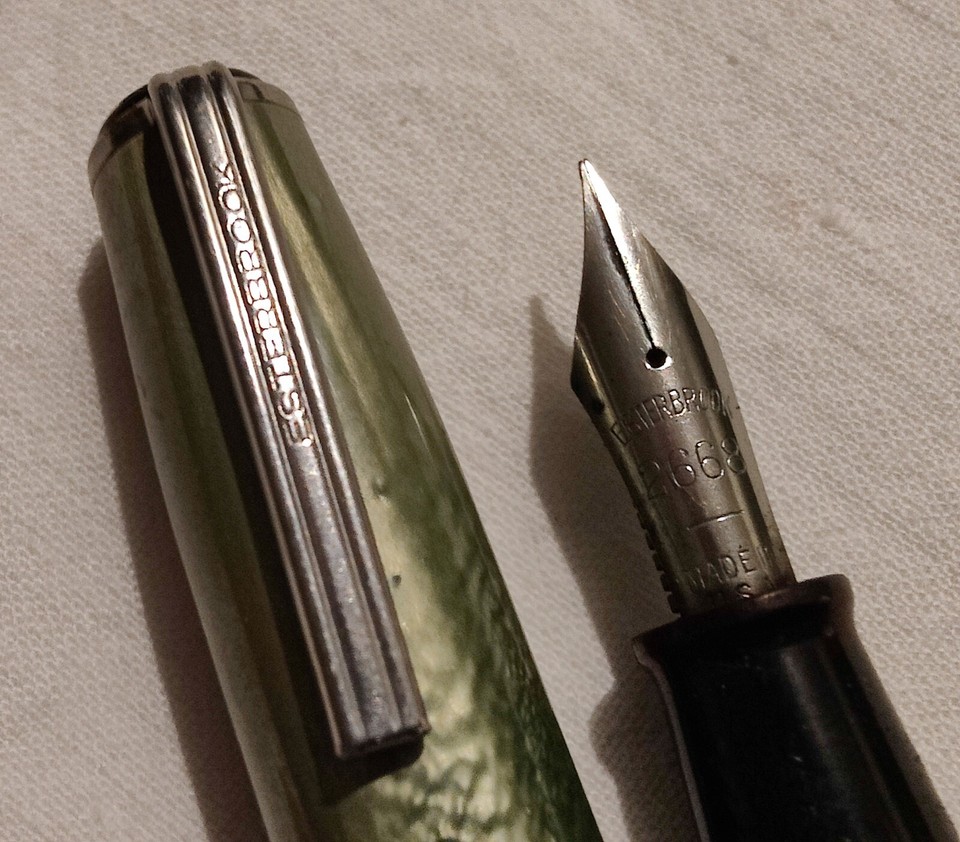 1950s ESTERBROOK JEWELED ENDS LEVER FILL FOUNTAIN PEN W/2668 NIB-NICE ...