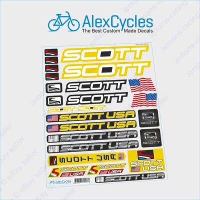 MTB BMX SCOTT Yellow Mountain Bike Cycle Bicycle Frame Decals Stickers ...