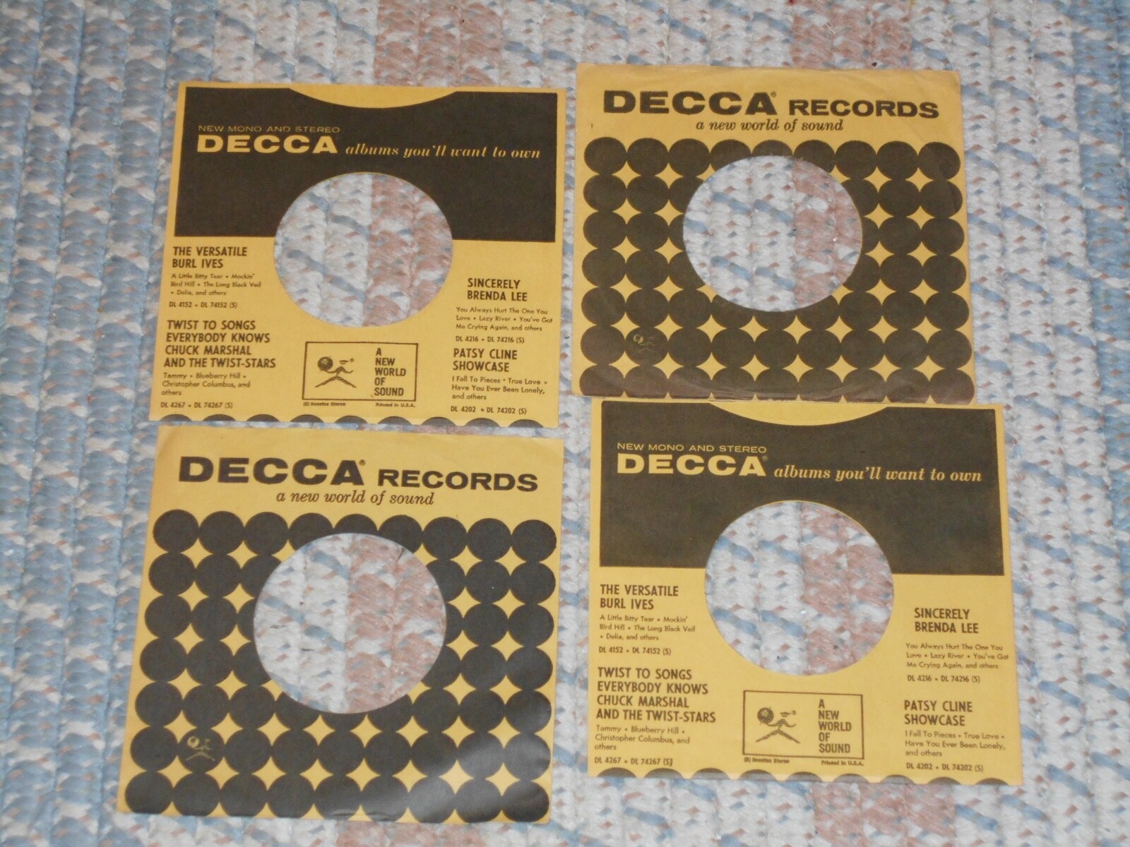DECCA 45 SLEEVE. LOT OF 4. PATSY CLINE SHOWCASE, BRENDA LEE. EARLY 60'S. | eBay