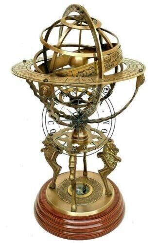 Antique Vintage Astrolabe Compass 18" Nautical Brass Sphere Engraved ...
