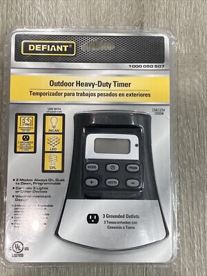 NEW Defiant Programmable Outdoor Heavy-Duty Timer 7 Days Controls 3 ...