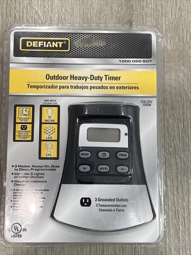 NEW Defiant Programmable Outdoor Heavy-Duty Timer 7 Days Controls 3 ...