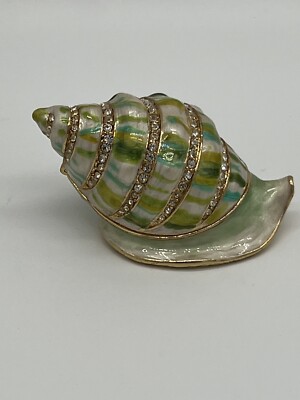 Vintage Conch Seal shell Trinket Box Rhinestone New! | eBay