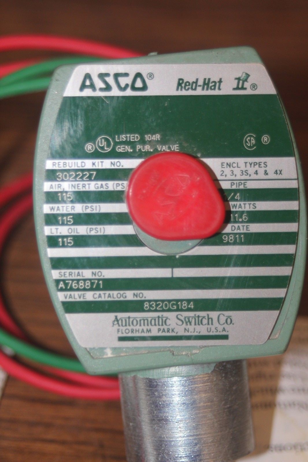 Asco 1/4" 3-Way Quick Exhaust Solenoid Valve 8320G184 | eBay