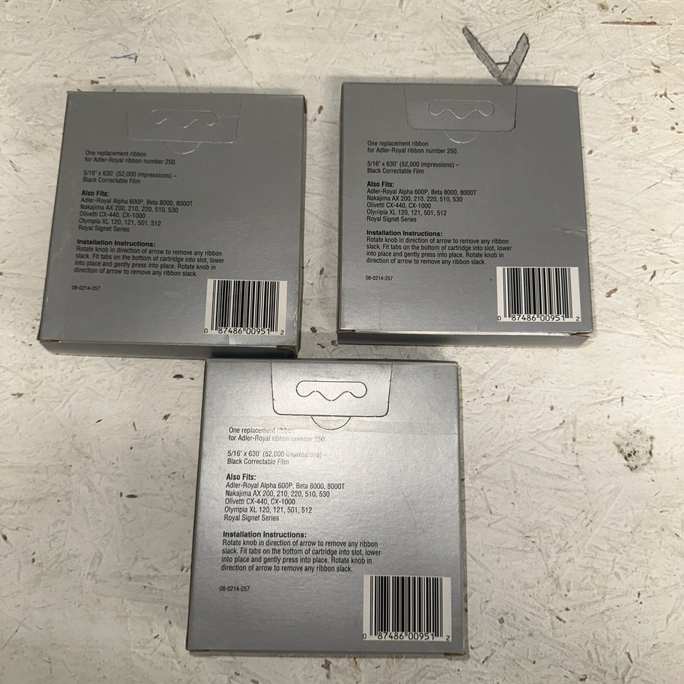 Lot of 3 Adler Royal Nukote Alpha 600 Typewriter Ribbon B214 New NOS | eBay