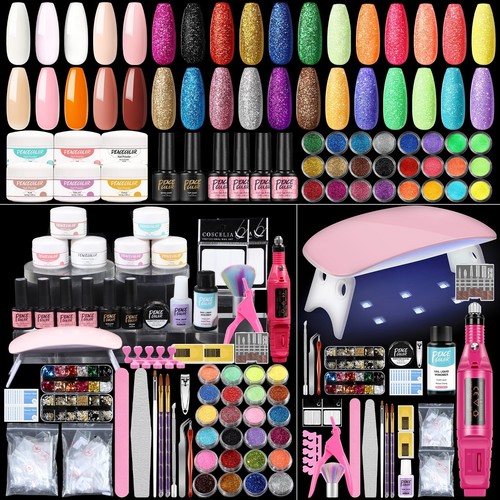 Acrylic Nail Kit UV Nail Gel Kit with UV/LED Light Drill Nail Art ...