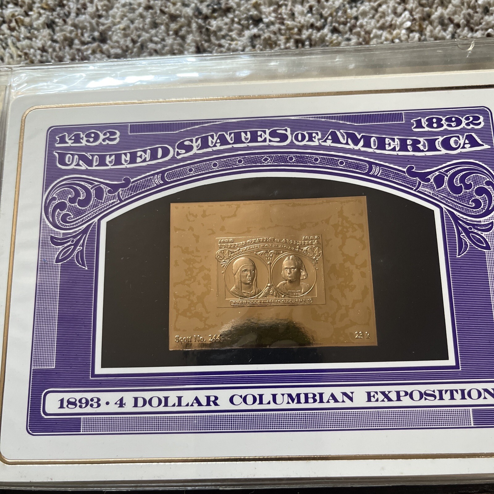 23 Karat Gold Proof Collection US Stamp Classics 33 Stamps W/COA 3.7g ...