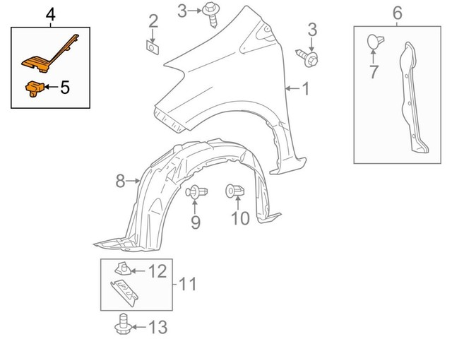 5386652090 Genuine Toyota Seal Front Fender to Cowl Side RH 53866-52090 ...