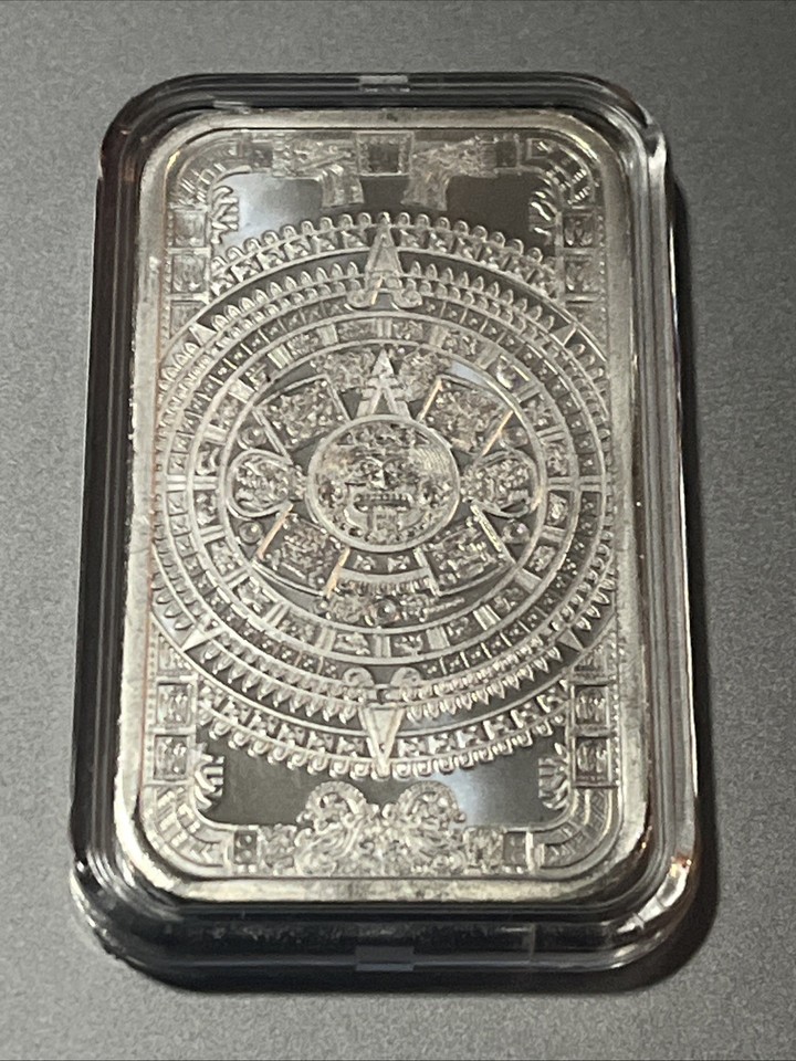 1 Troy oz .999 Fine Silver Aztec Calendar Silver Bar IN A CAPSULE🔥🔥🔥 | eBay