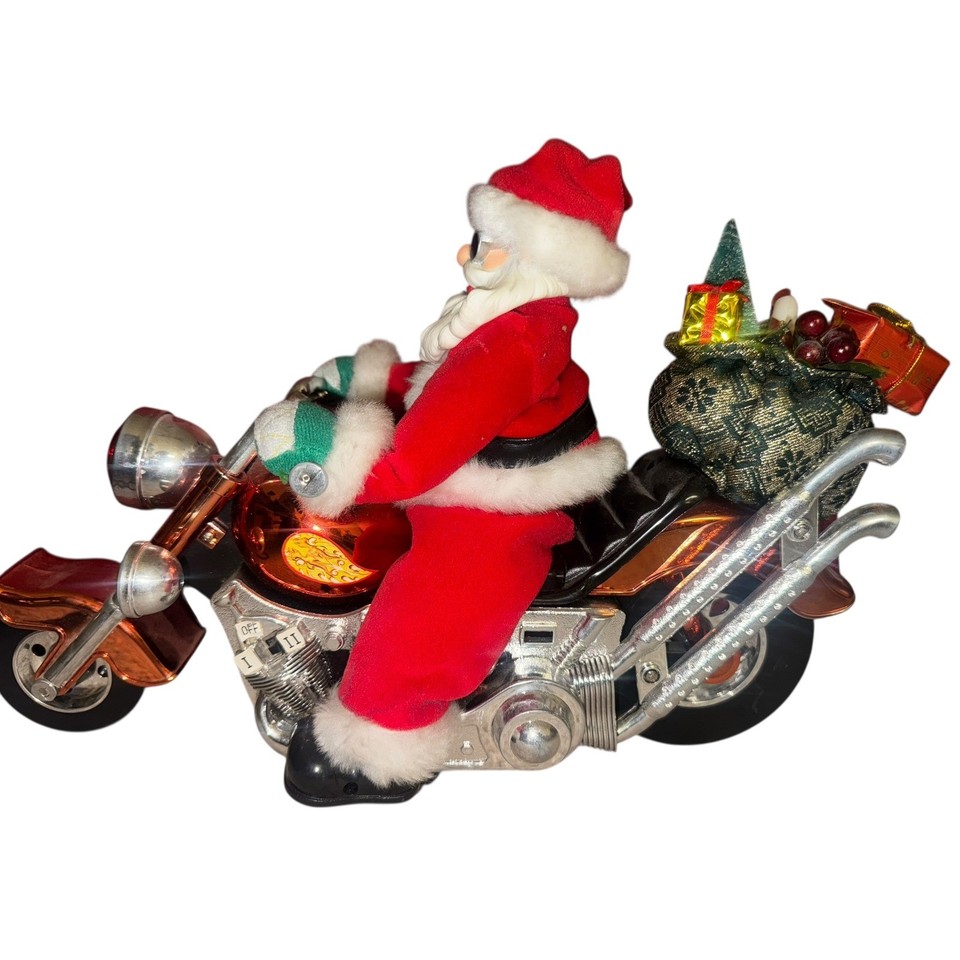 Animated Harley Santa Claus on Motorcycle Presents Christmas Decor ...