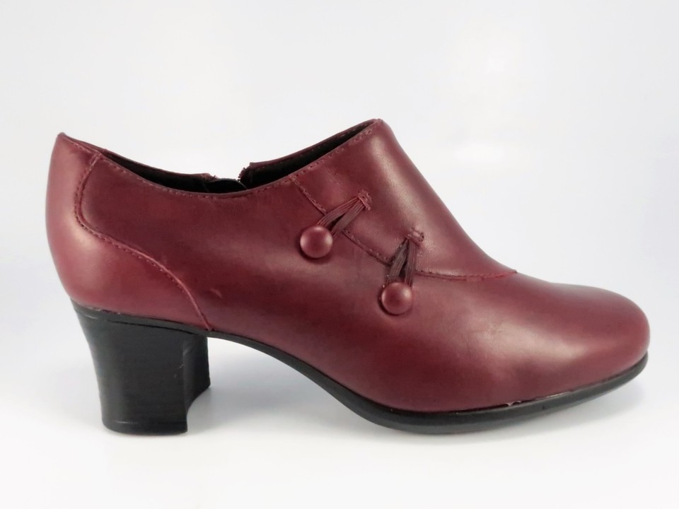 Clarks Side-Zip Shooties Womens Size 6.5M Burgundy Leather Booties ...