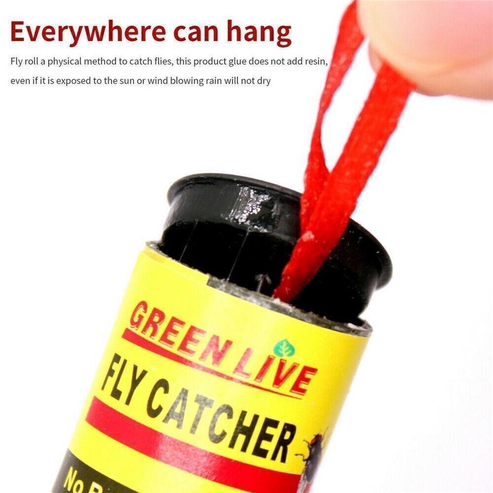 4/16 Rolls Insect Bug Fly Glue Paper Catcher Sticky Flies Trap Ribbon ...