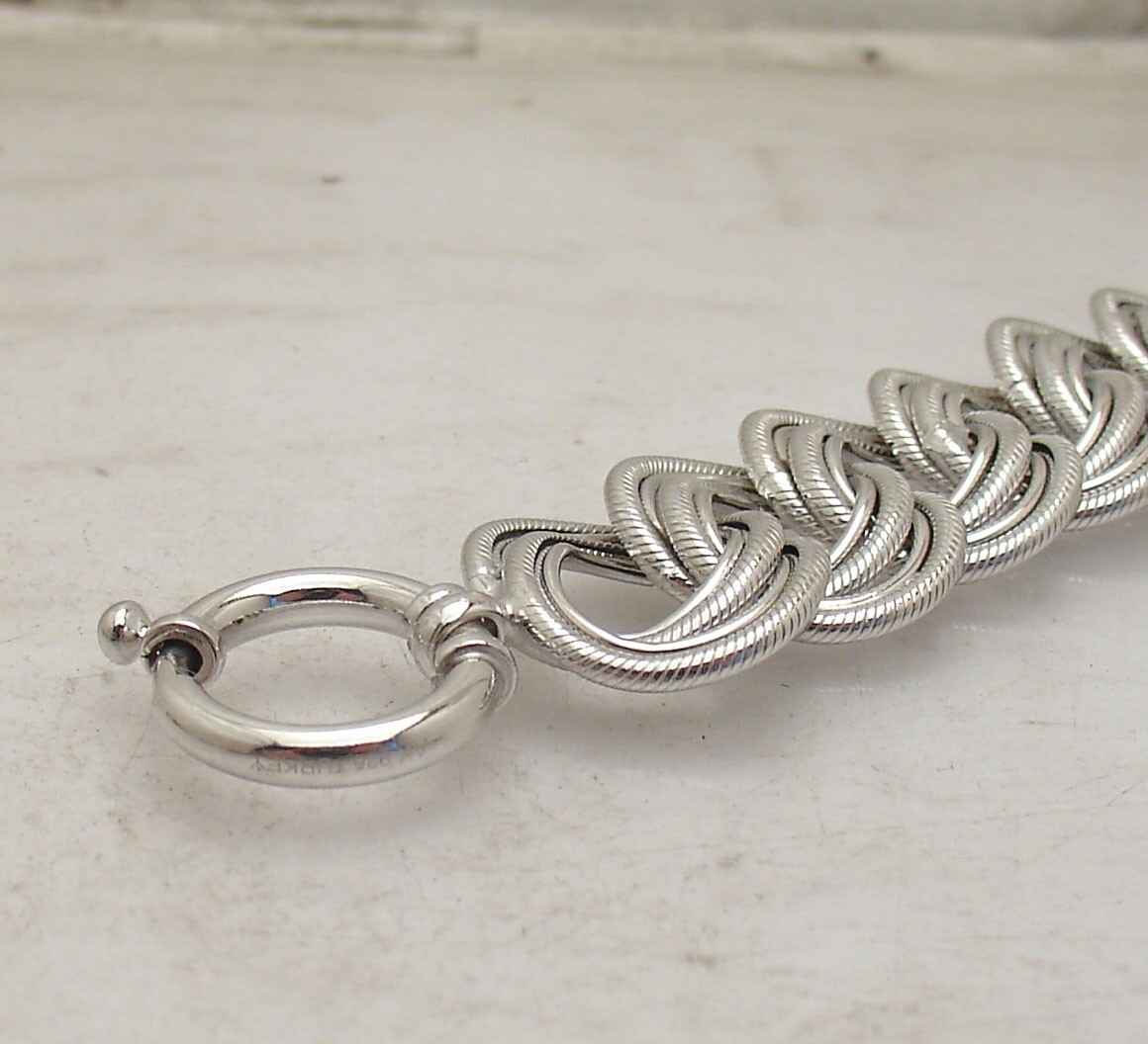 Technibond Bold Textured Multi Curb Link Bracelet Anti-Tarnish Real 925 ...