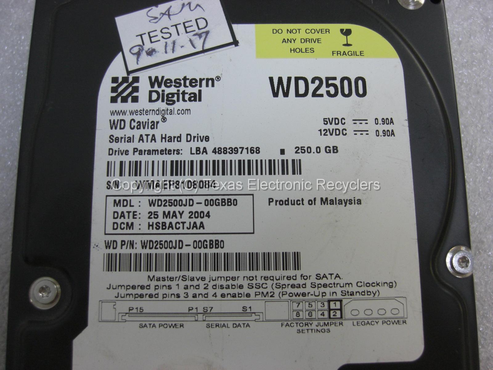 Western Digital wd2500 wd2500jd-00gbb0 250GB SATA Hard Drive Tested | eBay