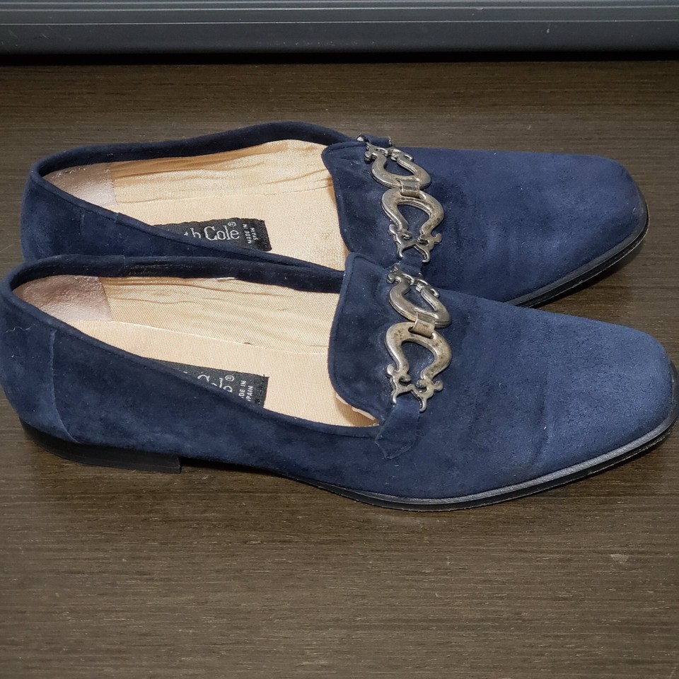 Kenneth Cole New York Blue Suede Women's Shoes Silver Chain Made in ...
