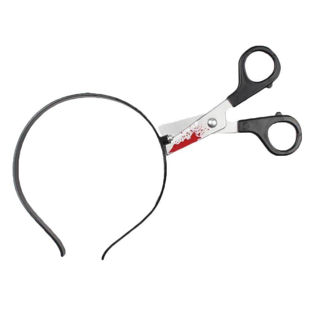 Halloween Scary Scissor Through Head Headband Prop Fake Bloody Band ...
