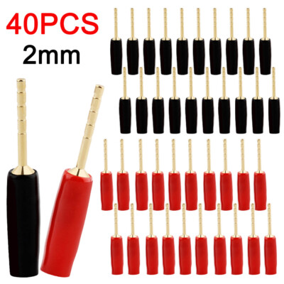 40Pcs Speaker Pin Connectors 2mm Gold Plated Banana Plugs Screw ...