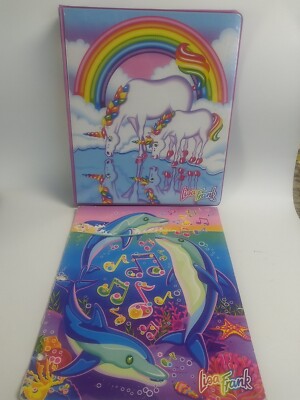Lisa Frank Unicorn Rainbow Binder & Dolphin Musical Folder Lot 2 Happy ...