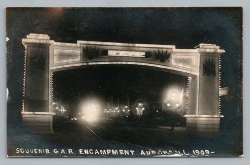 GAR Encampment Arch AURORA Illinois RPPC Civil War Reunion Photo~Night ...