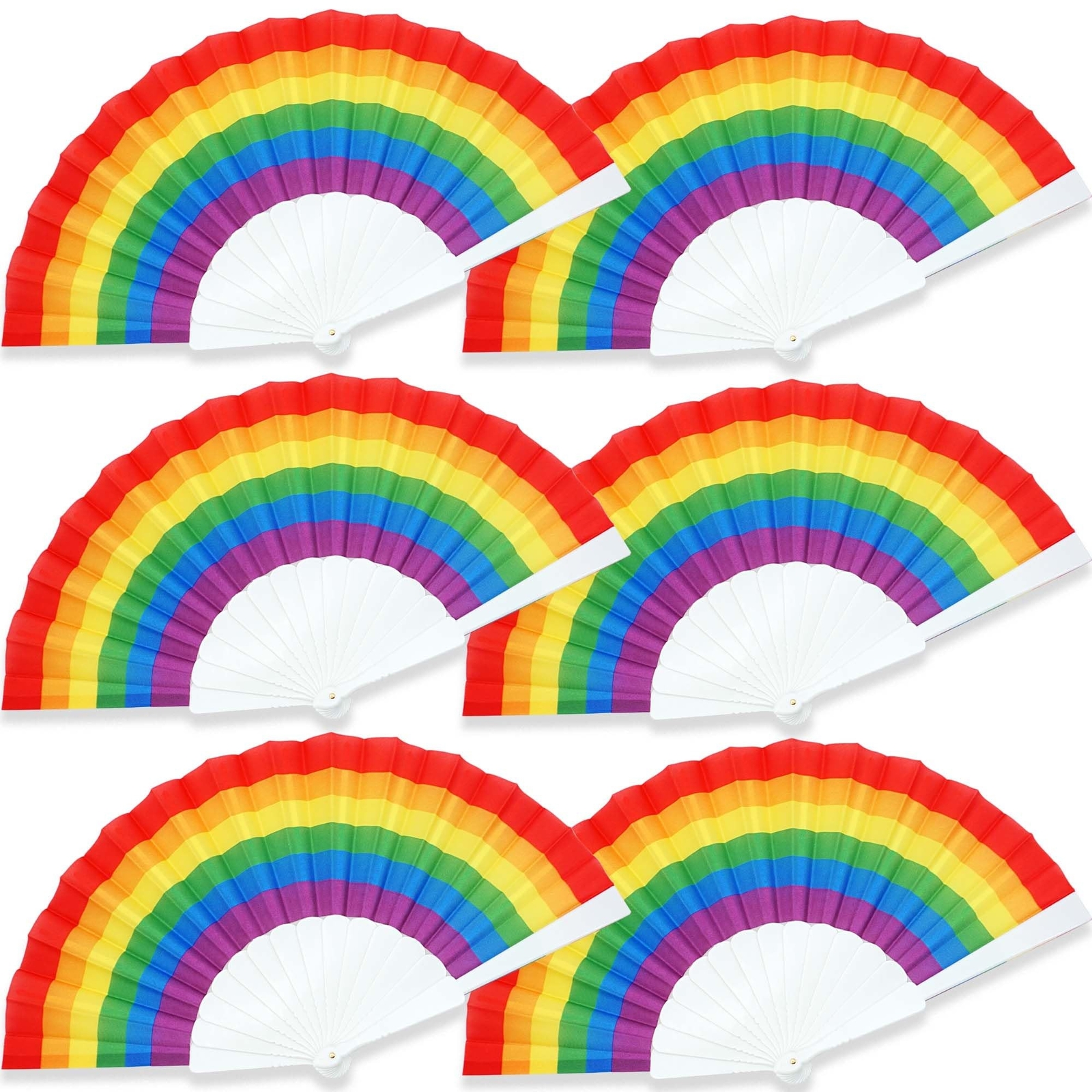 6 Pack Rainbow Folding Fans Pride Decorations Pride F… - Gem