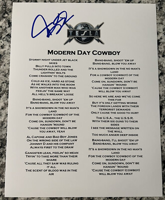 JEFF KEITH HAND SIGNED LYRIC SHEET TESLA SINGER MODERN DAY COWBOY ...