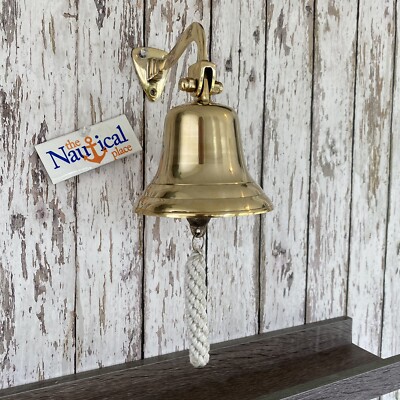 Deluxe Brass Ship Bell w/ Rope Lanyard ~ ~Nautical Maritime Wall Boat ...