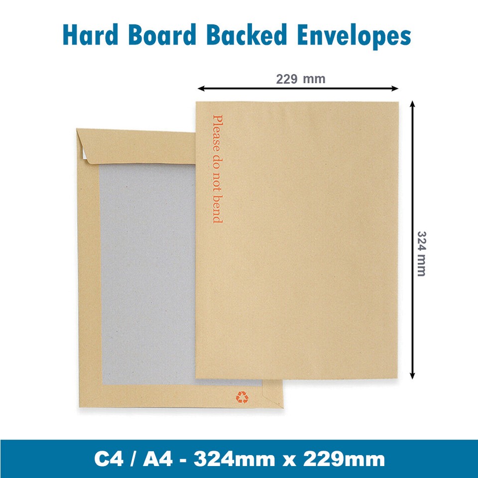 HARD CARDBOARD BACKED 'PLEASE DO NOT BEND' ENVELOPES MANILLA BROWN A3 ...