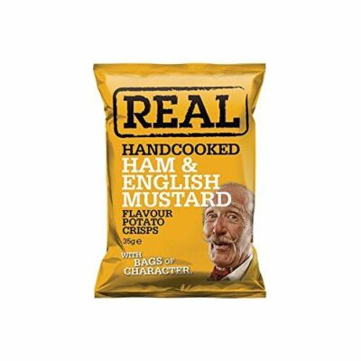 Real Crisps Hand Cooked Ham & English Mustard Flavour 24 x 35g | eBay