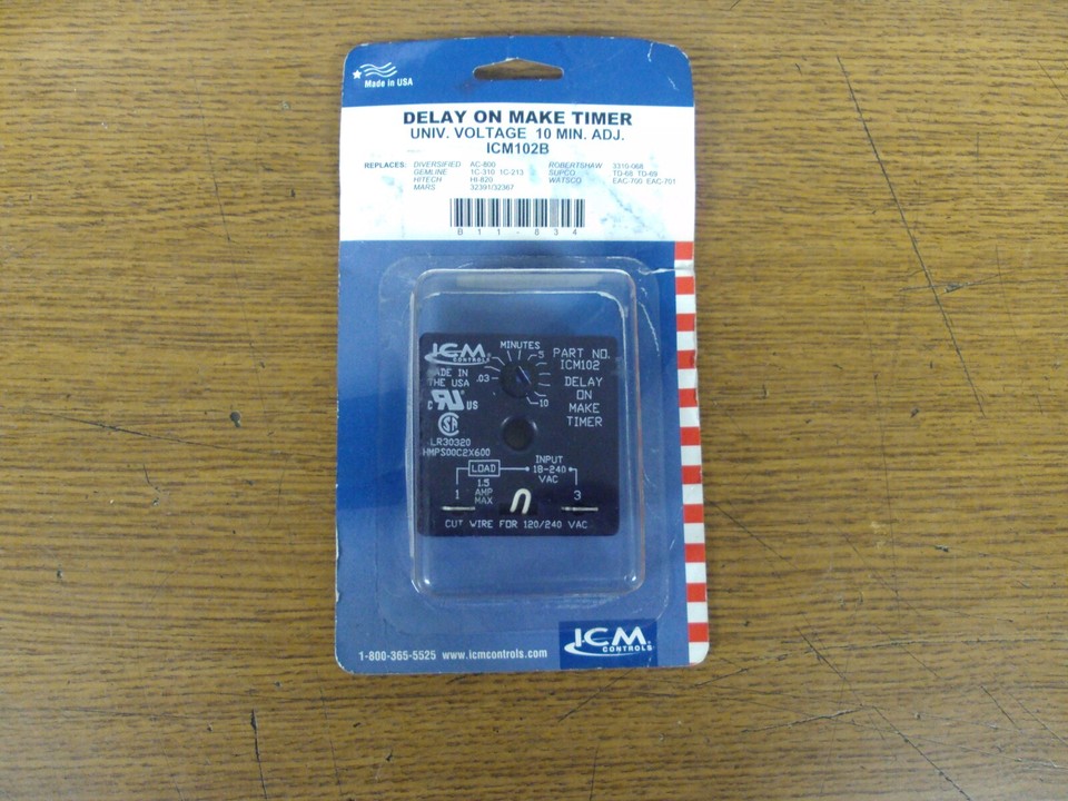 New ICM Controls ICM102B Delay Make Timer .03-10 Minute Adjust Time ...
