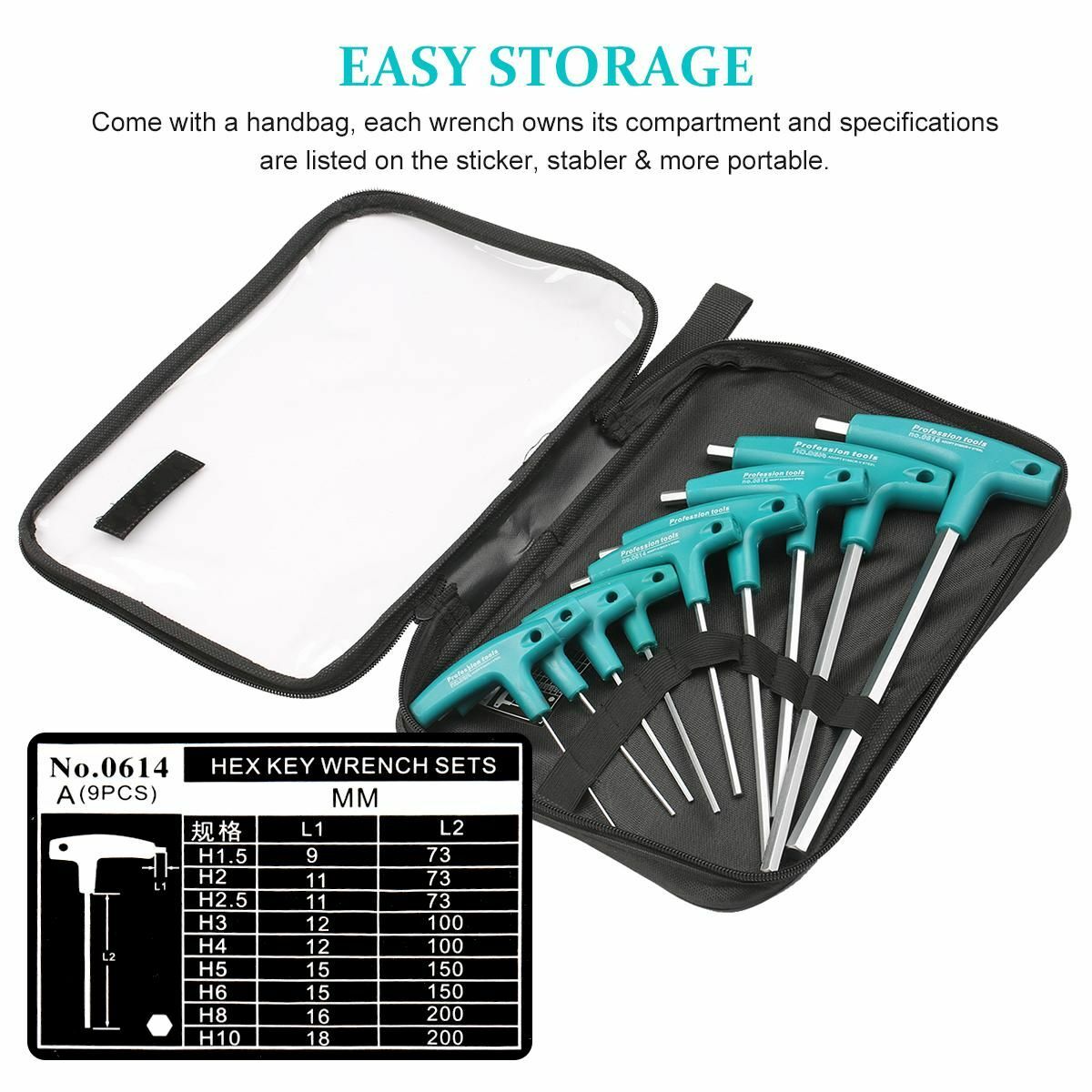 T Handle Hex Key Set Metric Allen Allan Keys Combination Kit Bar Wrench ...