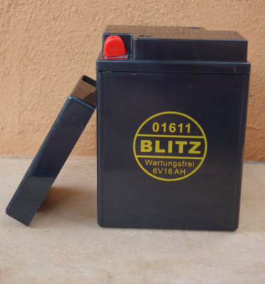 Bateria de moto BLITZ tipo Gel negra con tapa 6 V 16 AH sin ...