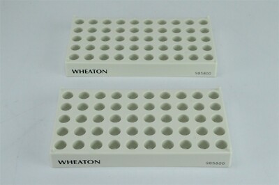 Lot of 2 Wheaton 985800 White Vial Rack 50 Well 2 ml vials for 12 mm ...