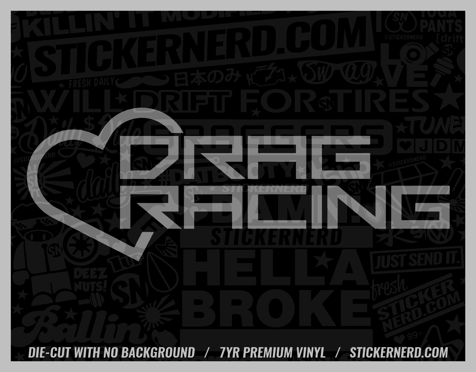 Heart Drag Racing Sticker - Vinyl Car Decals - Funny Window Decal Cars ...