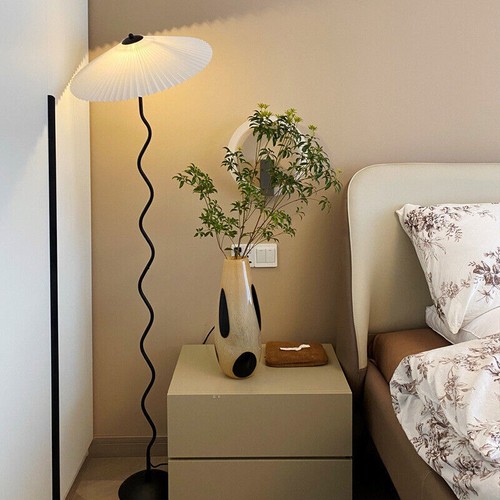 Floor Lamp Iron Wavy line Stands fabric Accordion Pleats Living ...