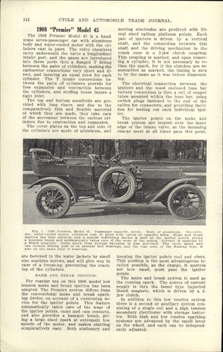 1908 PAPER AD CAR AUTO 3 PG ARTICLE Premier Model 45 Automobile Babcock ...