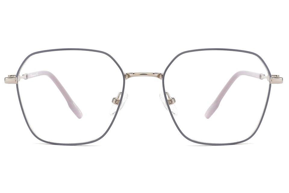 Unisex Hexagonal Optical Frames Metal Glasses w/ CP Arm Covers VF0286 ...