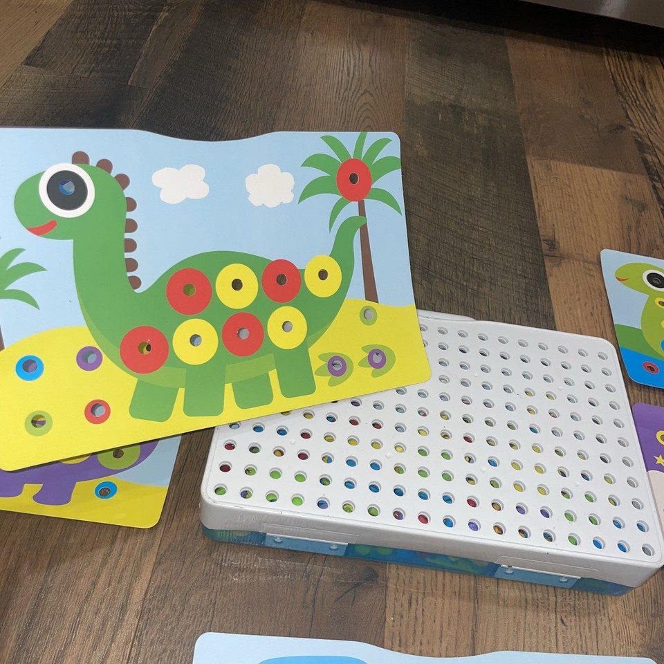 Kids STEM Drill Construction Toy Set Dinosaur Case Screws Shapes ...