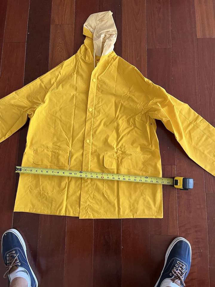 Yellow Heavy Duty Waterproof Rain Jacket Heavy Duty PVC Hooded Rain ...