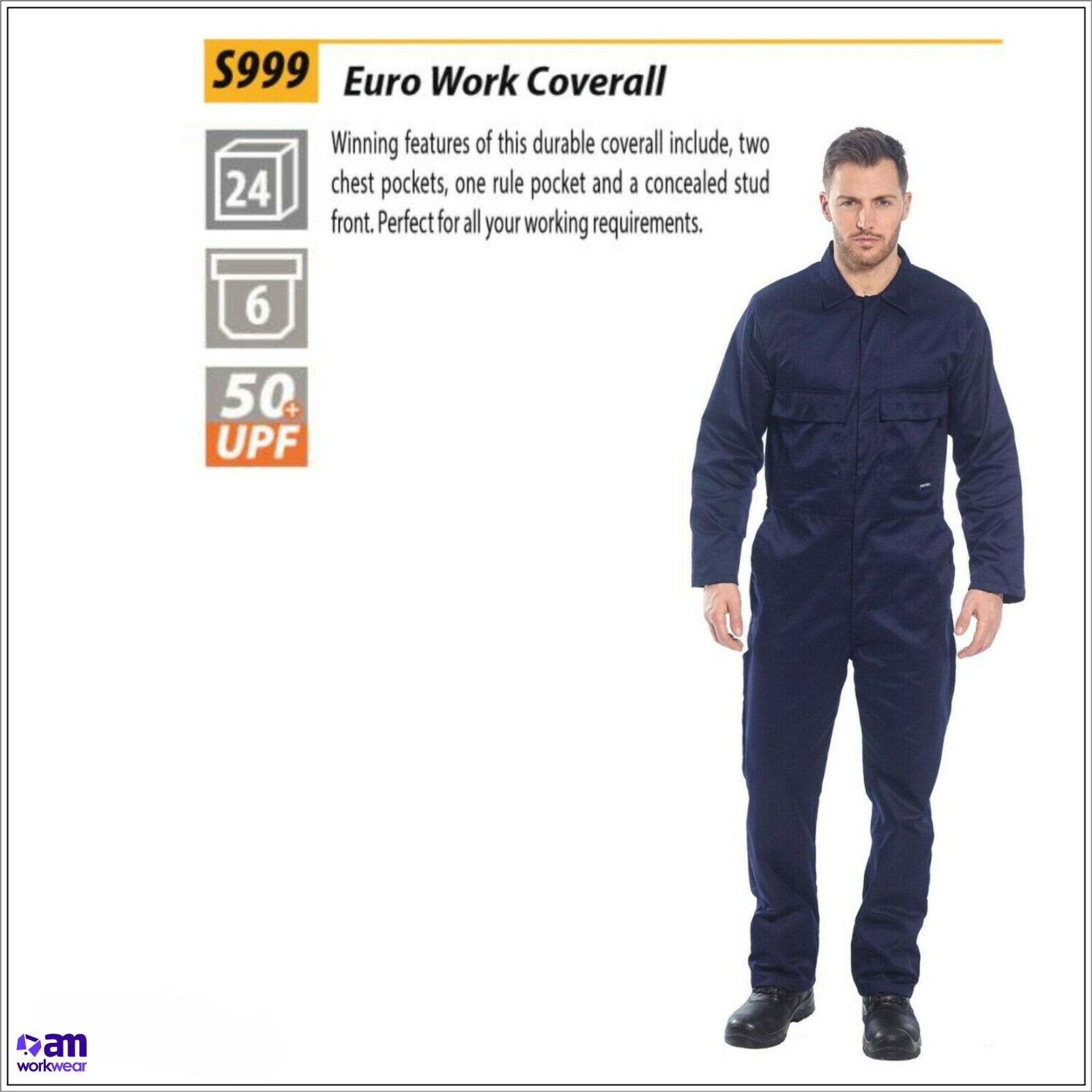 Portwest Mens Coverall Builder Boiler Suit Mechanic Work Overall Work ...