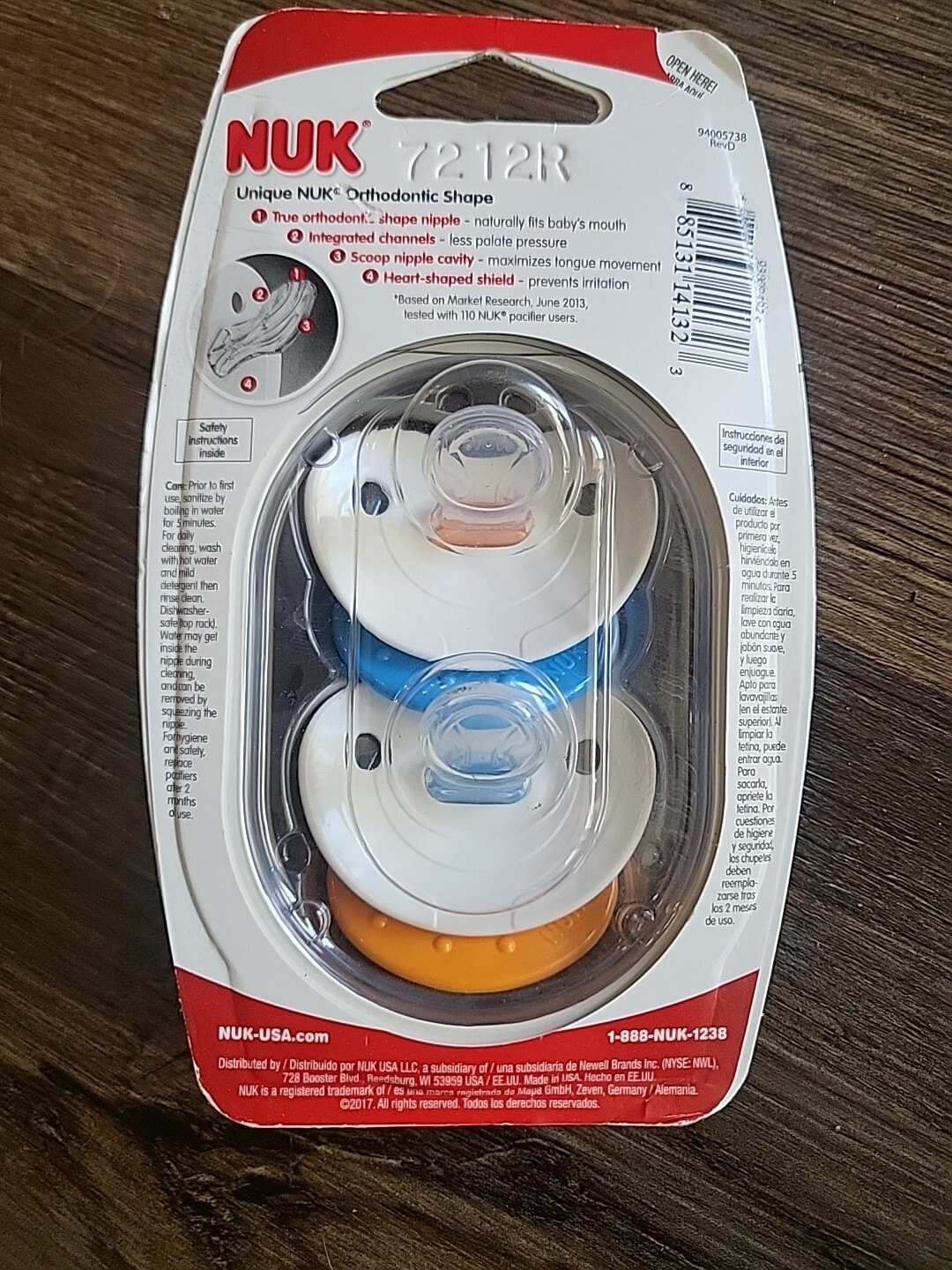 NUK Orthodontic Pacifier Set Of 2 Natural Shape 0-6 Months Blue Alphabet