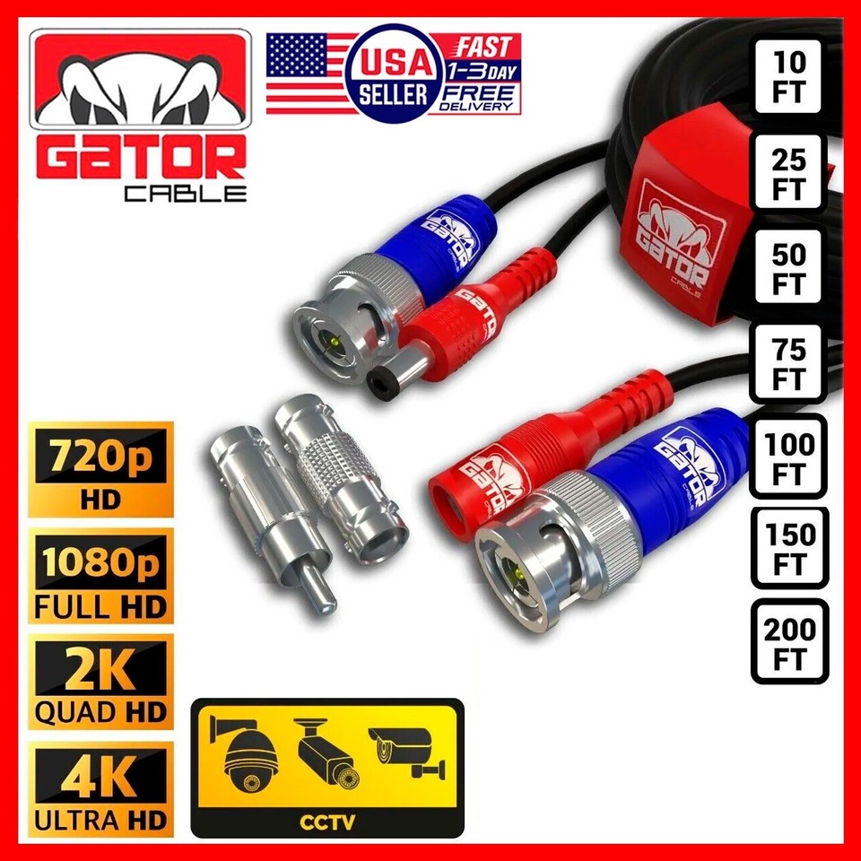 CCTV BNC Video Power Extension Cable For Security Camera DVR System HD ...