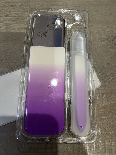 Spa-Rific Laser Etched Glass 2 PC MANI PEDI SET - Purple - File & Buff ...