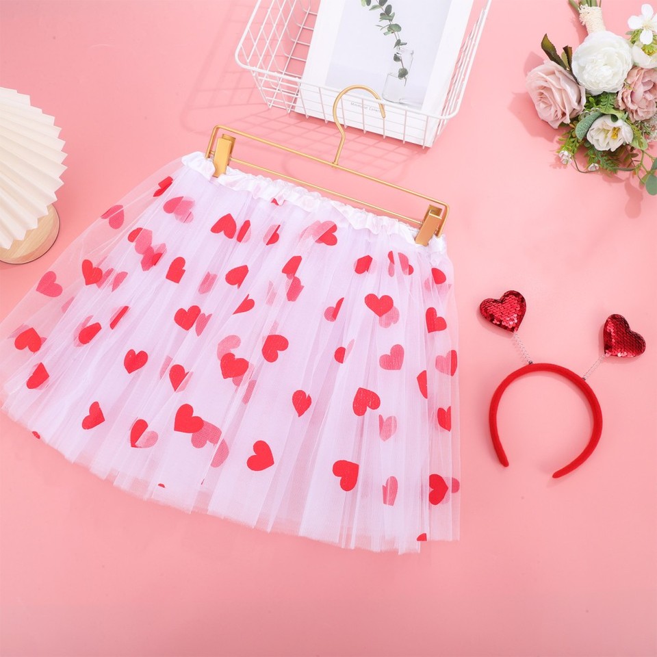 1 Set Heart Tutu Skirt Valentines Day Skirt Cupid Costume Tutu Dress ...