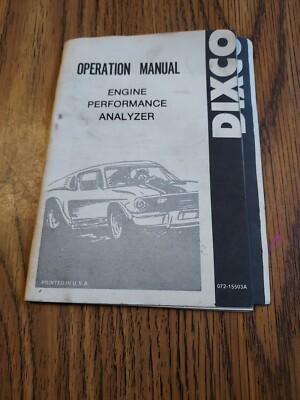 Dixco Operation Manual Engine Performance Analyzer B6 | eBay